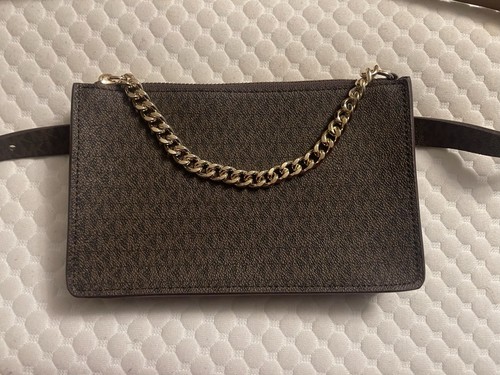 NWTMichael Kors Brown Monogram Chain Belt Bag Bum Fanny Pack Large/XL ...