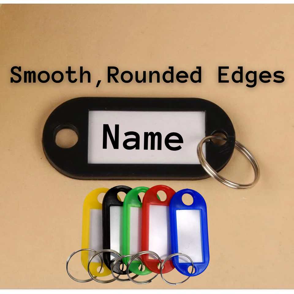 Key Tags Plastic ID KeyTags Name Label Key Ring Fob Tag Assorted ...