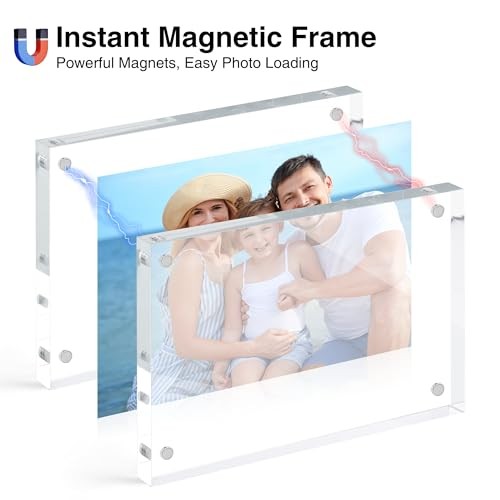 Acrylic Picture Frames 8x10, Strong Magnetic Photo Frame, Double Sided ...
