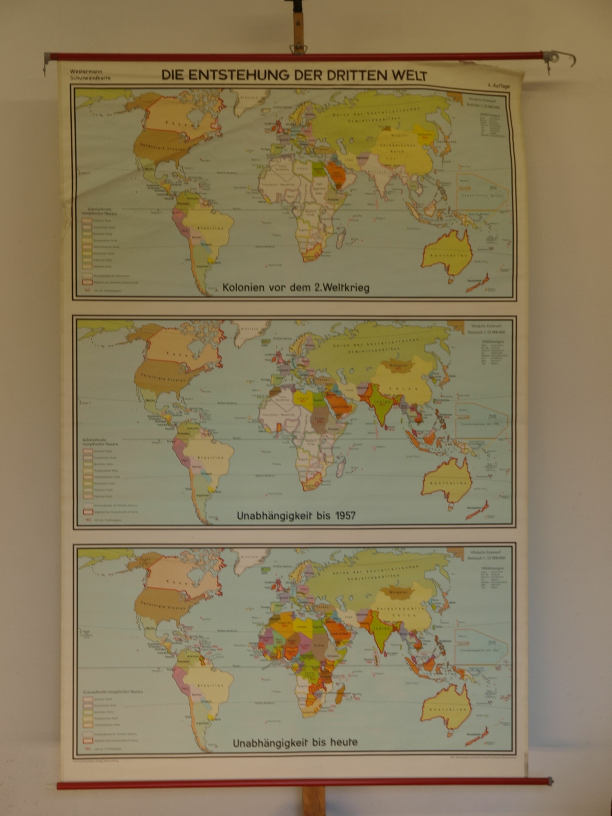 Third World Colonies Before World War II, Independence 1974 Wall Map ...