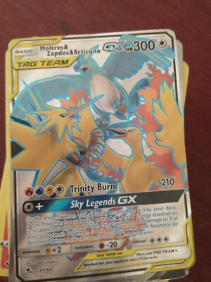 Pokémon TCG Moltres & Zapdos & Articuno Tag Team GX Hidden Fates 66/68 ...