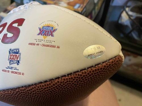 Brent Jones signed "84" NFL Football 49ers autograph SuperBowl XXIV | eBay