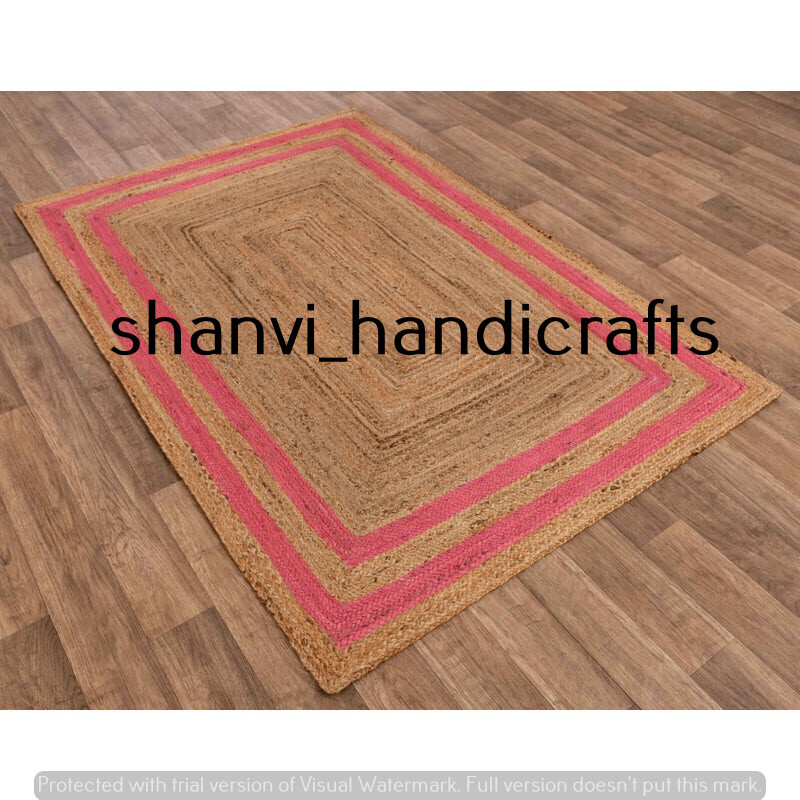 Braided Jute Handmade Rectangle Floor Mat Home Decor Living Area Modern ...