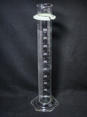 Pyrex Glass 500ml Single Metric Scale Graduated Cylinder Hex Base 3024 ...