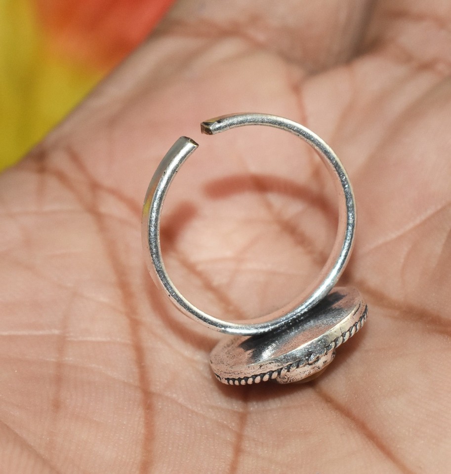 Black Onyx Gemstone Handmade Adjustable Ring 925 Silver Plated U348 ...