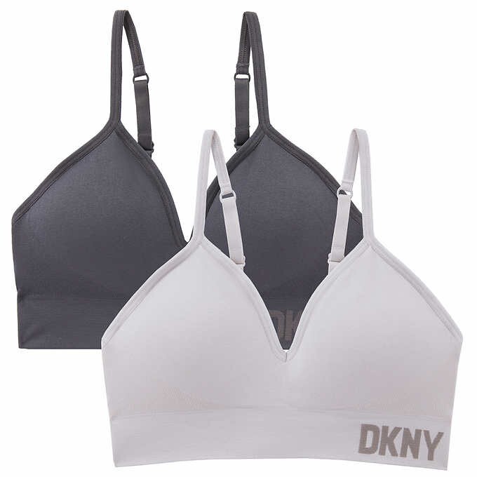 NWT DKNY Women's Seamless All Day Two Pack Bra Ink/Aluminum Size L $50 ...