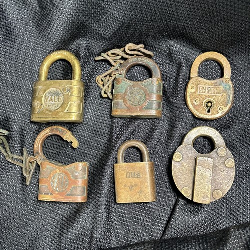 Vintage Brass Padlock Lock Collection Lot Of 6 No Keys Reese Sargent ...