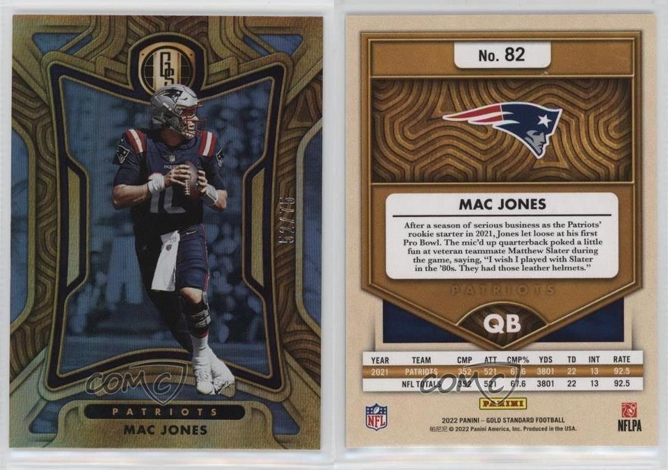 2022 Panini Gold Standard Platinum 52/75 Mac Jones #82 u6m | eBay