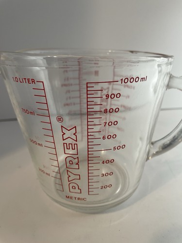 VTG PYREX 4 Cup 32 oz 1 Qt #532 Red Lettering Glass Measuring Cup D ...