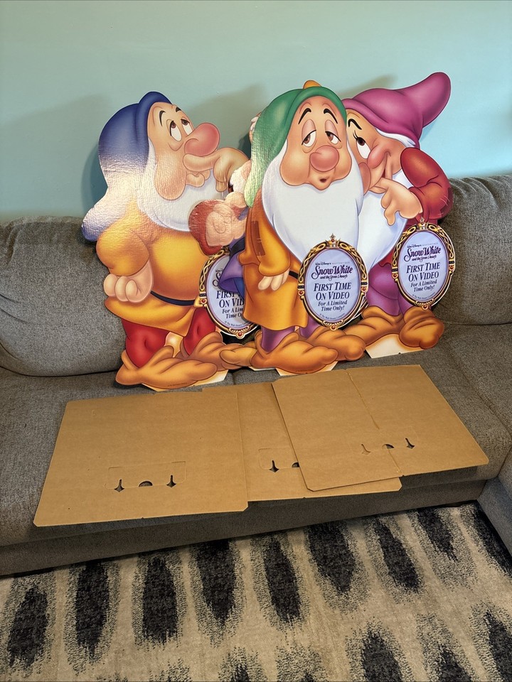 VTG Disney Snow White & Seven Dwarves Sleepy Sneezy Happy Cardboard ...