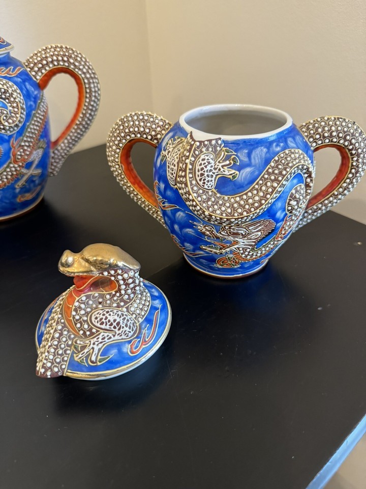 Japanese Dragon Tea Set - Kutani Moriage Lithopane Tea Set | eBay