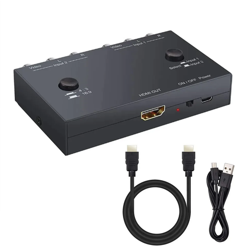 DC5V1A 2 Port AV To HDMI Converter 2RCA To HDMI Adapter 2AV To HDMI ...