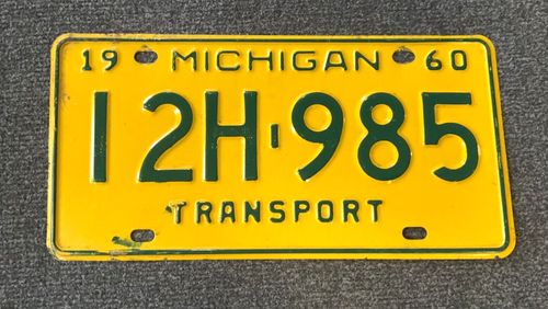 Rare 1960 MICHIGAN TRANSPORT License Plate ALL ORIGINAL PAINT | eBay