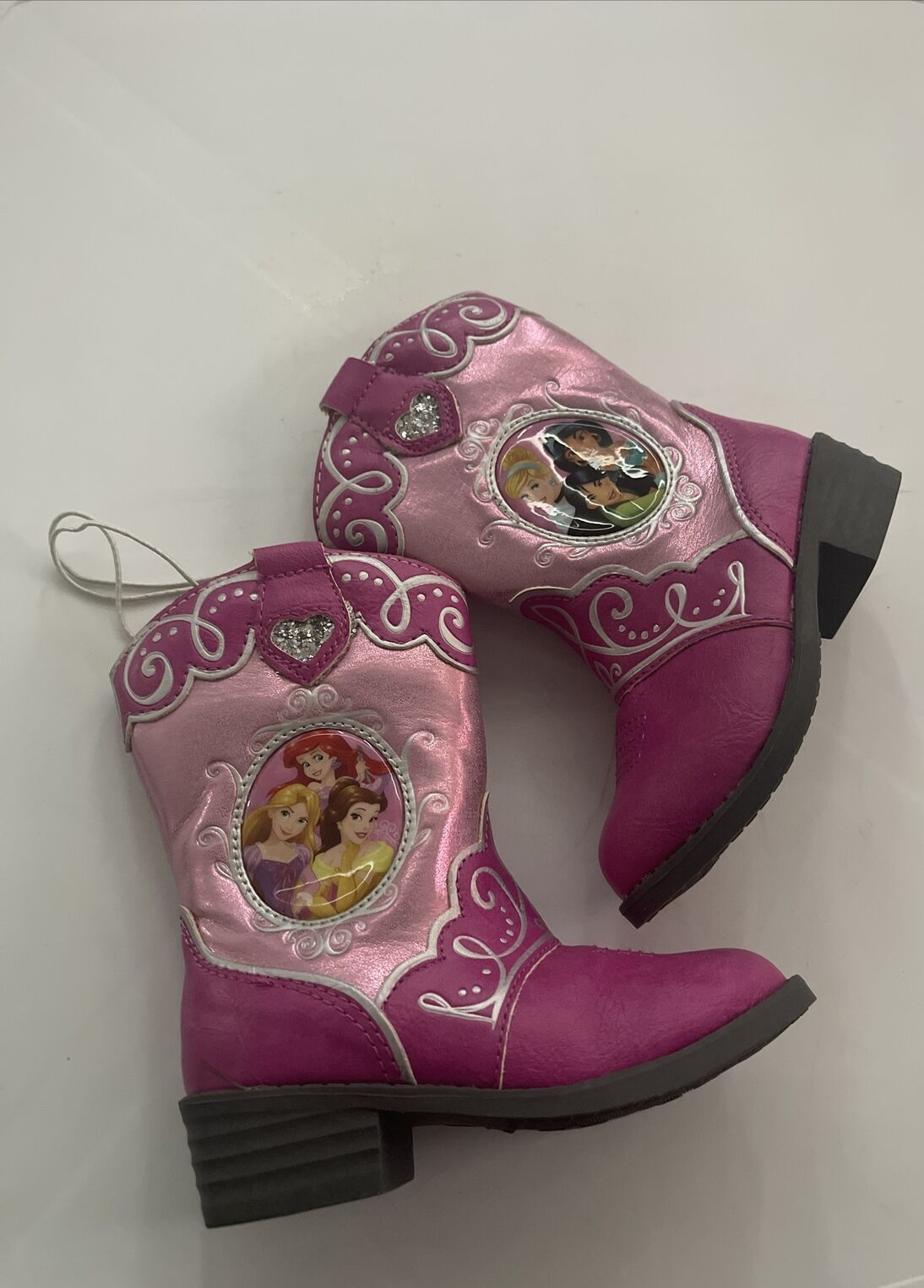 Girls Pink Princess Cowboy Boots Ariel Rapunzel Belle Mulan Jazmine | eBay