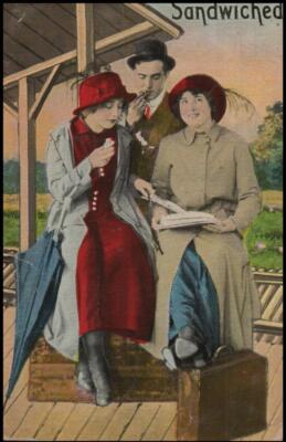 SANDWICHED- RIBALD HUMOUR POSTCARD C1914 : CUS107 | eBay
