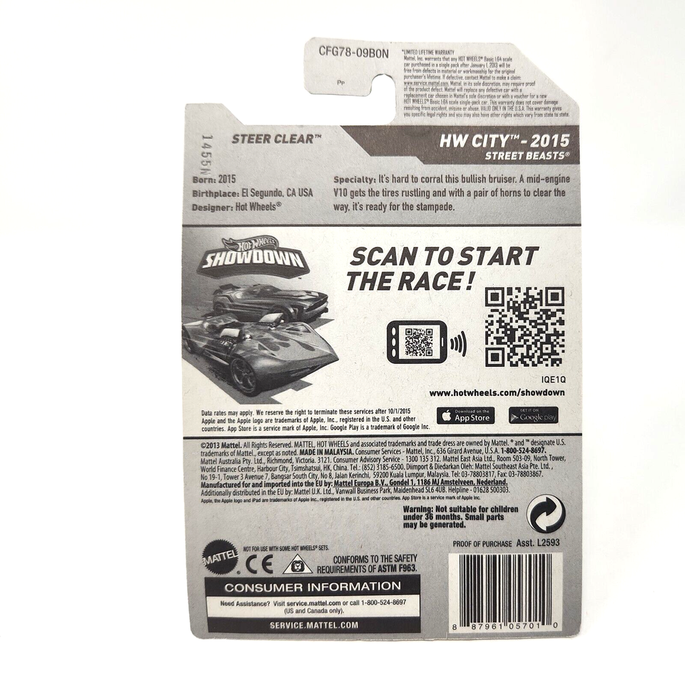 2015 Hot Wheels #40 HW City-Street Beasts STEER CLEAR Satin Red w/Gold ...