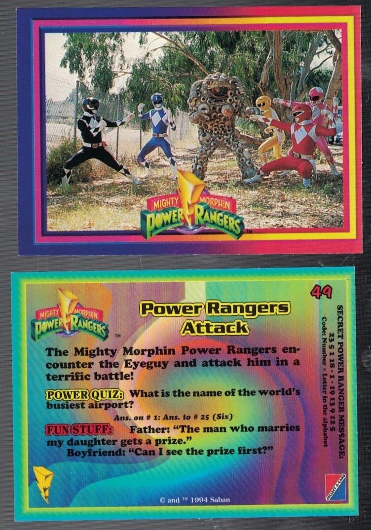 1994 SABAN MIGHTY MORPHIN POWER RANGERS CARD #44 POWER RANGERS ATTACK ...