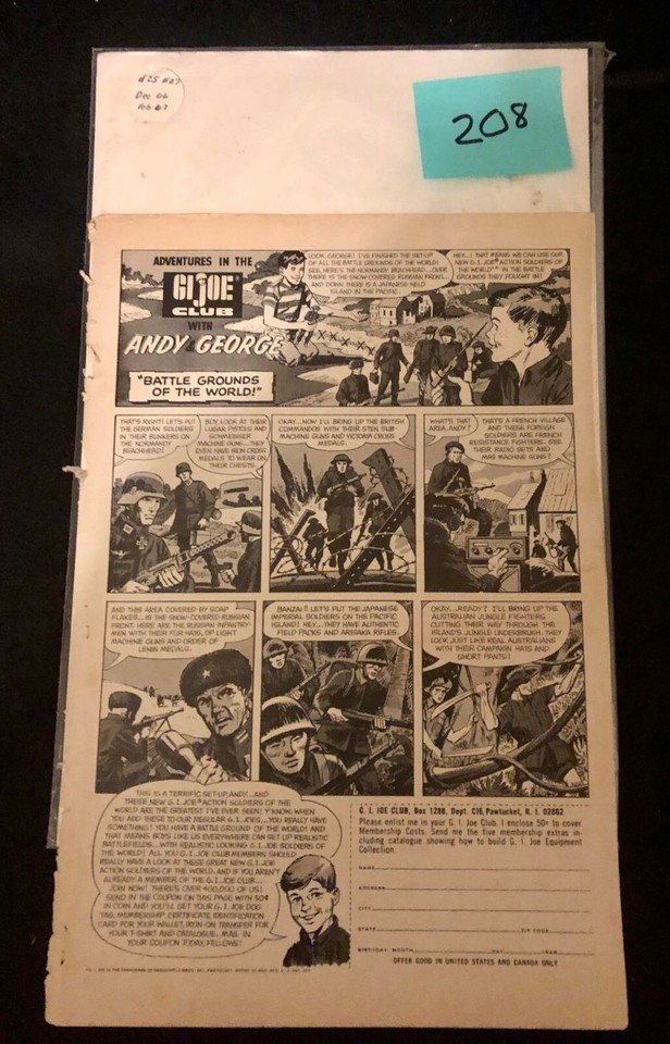 GI JOE FOR GI JOE CLUB VINTAGE ORIGINAL 1966 ADVERTISEMENT | eBay