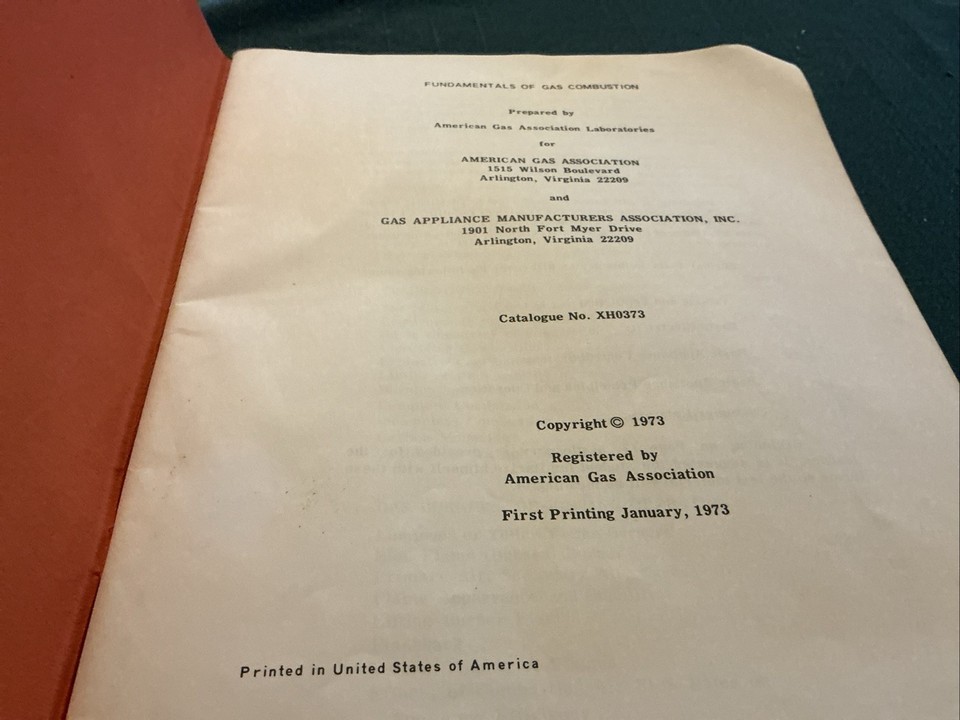 VTG First Print 1973 Fundamentals Of Gas Combustion Manual | eBay