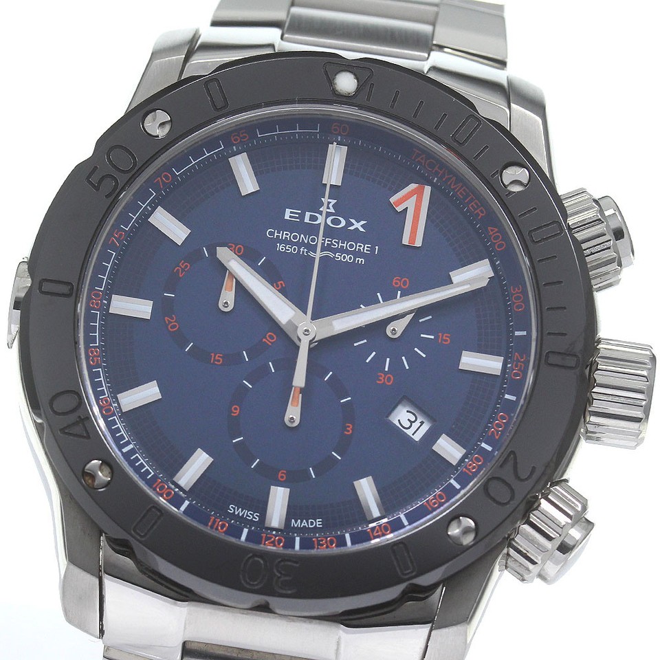 EDOX 10221 Chrono Offshore 1 Chronograph Quartz Men's Wristwatches Navy ...