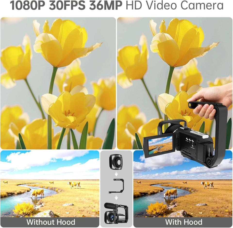 Video Camera Camcorder Full HD 1080P 30FPS 36MP IR Night Vision ...