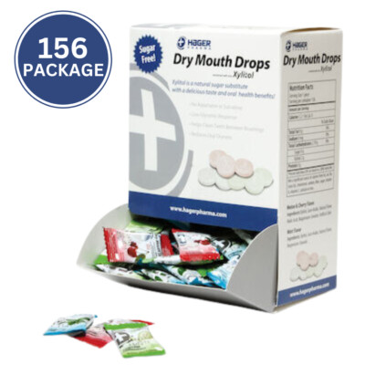 156/Pk Hager Xylitol Dry Mouth Drops Assorted Mixed Flavors, Individual ...