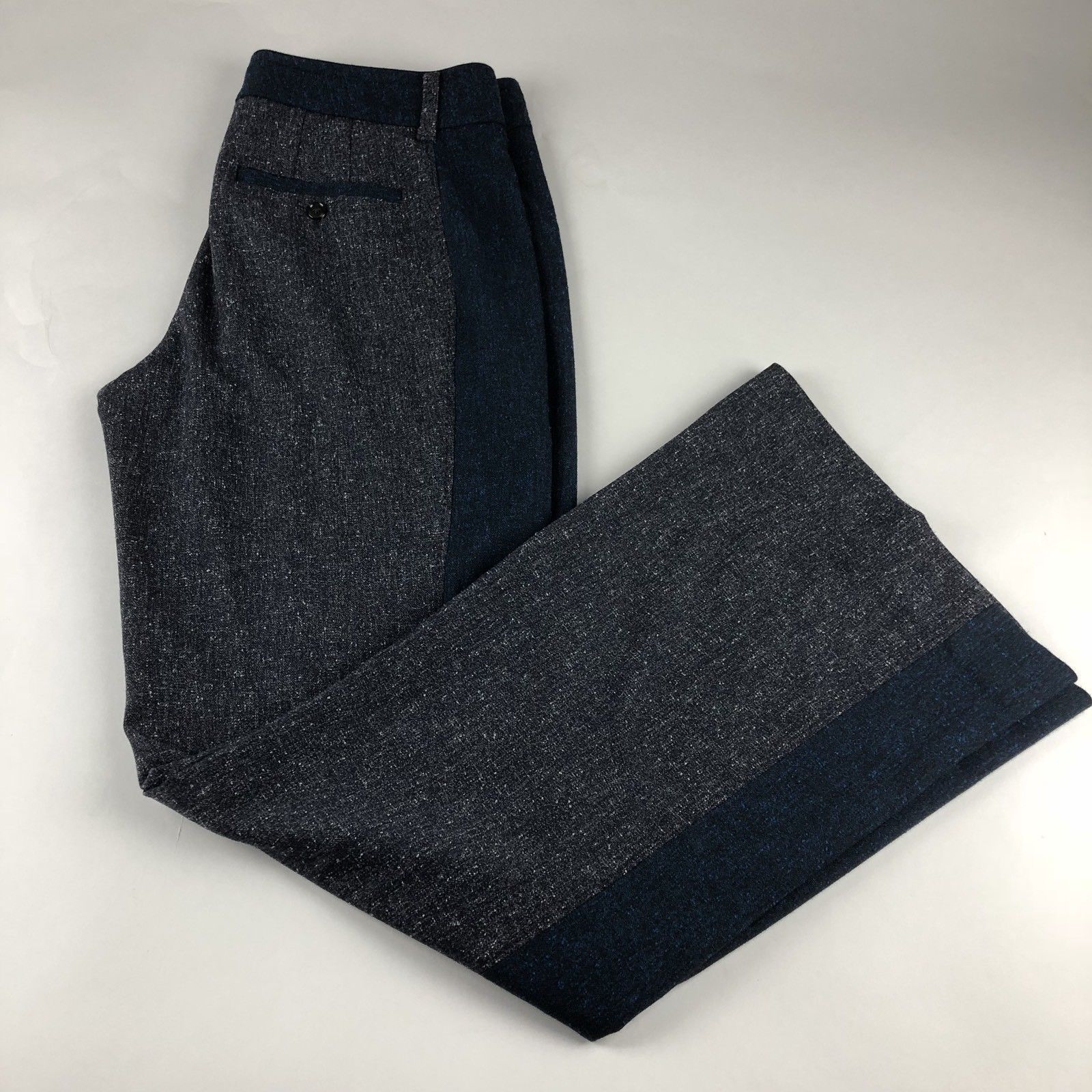 Anthropologie Elevenses Brighton Trousers Pants Gray Blue Wide Legs 6 Petite 6P | eBay