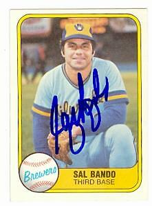 Sal Bando autographed baseball card (Milwaukee Brewers) 1981 Fleer #510 ...