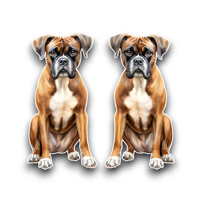 2x Small Boxer Puppy Dog Watercolour Animal Vinyl Sticker Decals ...