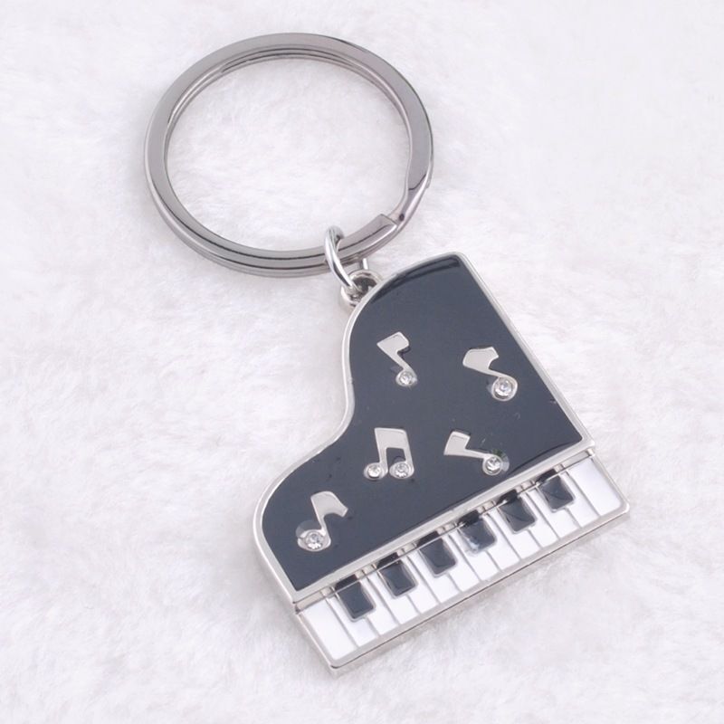 Diamante Grand Piano Shaped Silver Metal Keyring Key Chain Novelty Gift ...