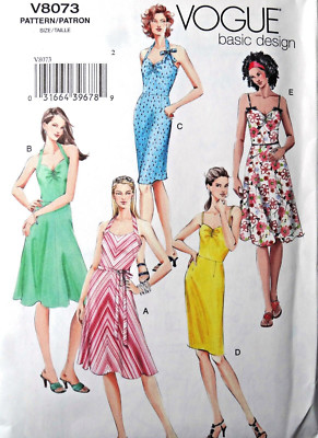 Misses Halter or Shoulder Strap Sun Dress Easy Vogue 8073 Sewing ...