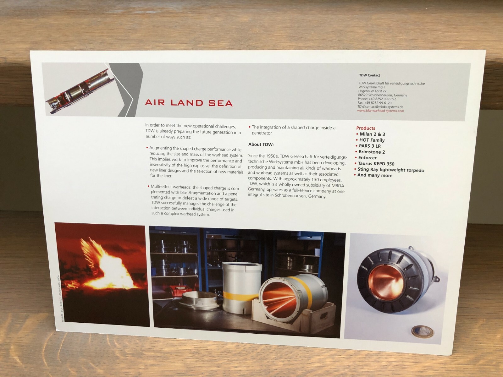 TDW (MBDA Group) shaped charge missile warhead systems brochure | eBay