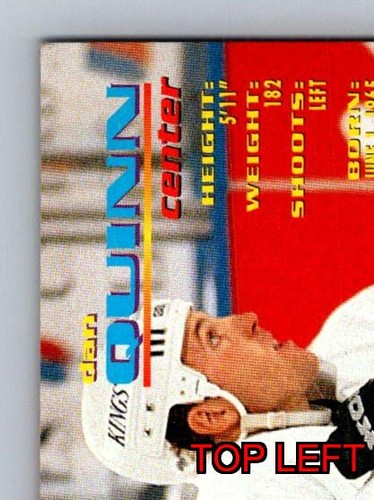 Dan Quinn Center Los Angeles Kings Pinnacle 1994 Card 504 Memorabilia ...