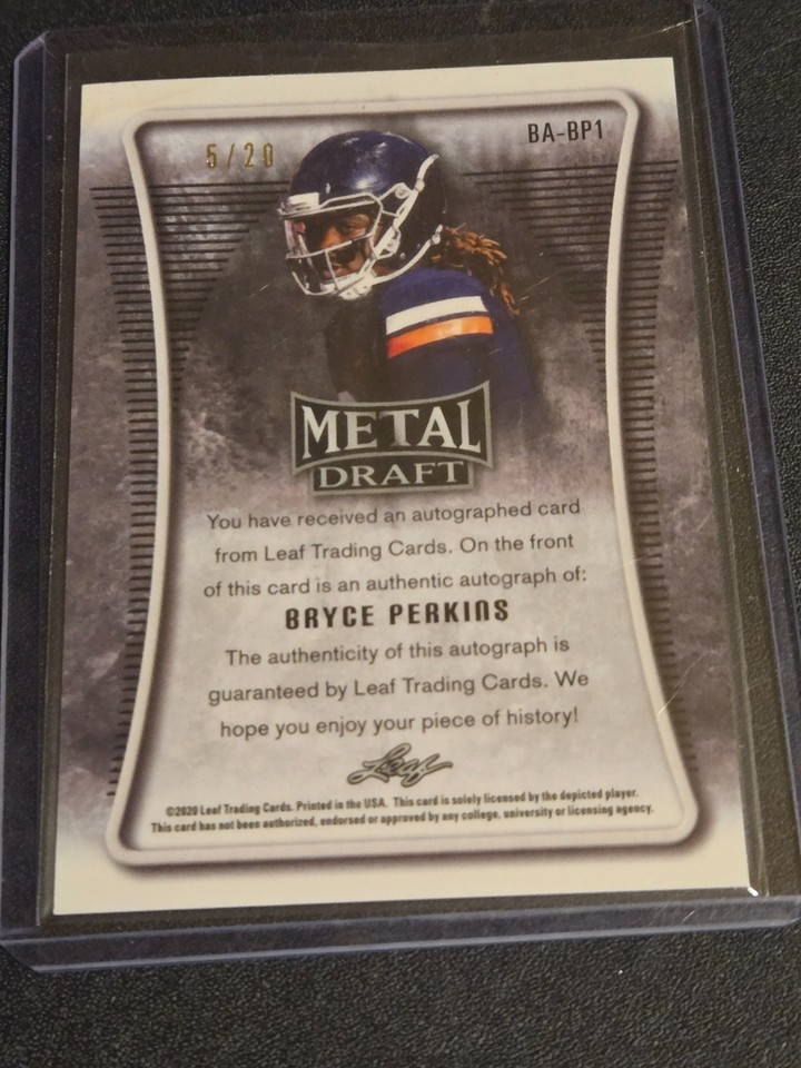 2020 Leaf Bryce Perkins Auto Rookie #BA-BP1 Virginia Cavaliers Rams /20 ...