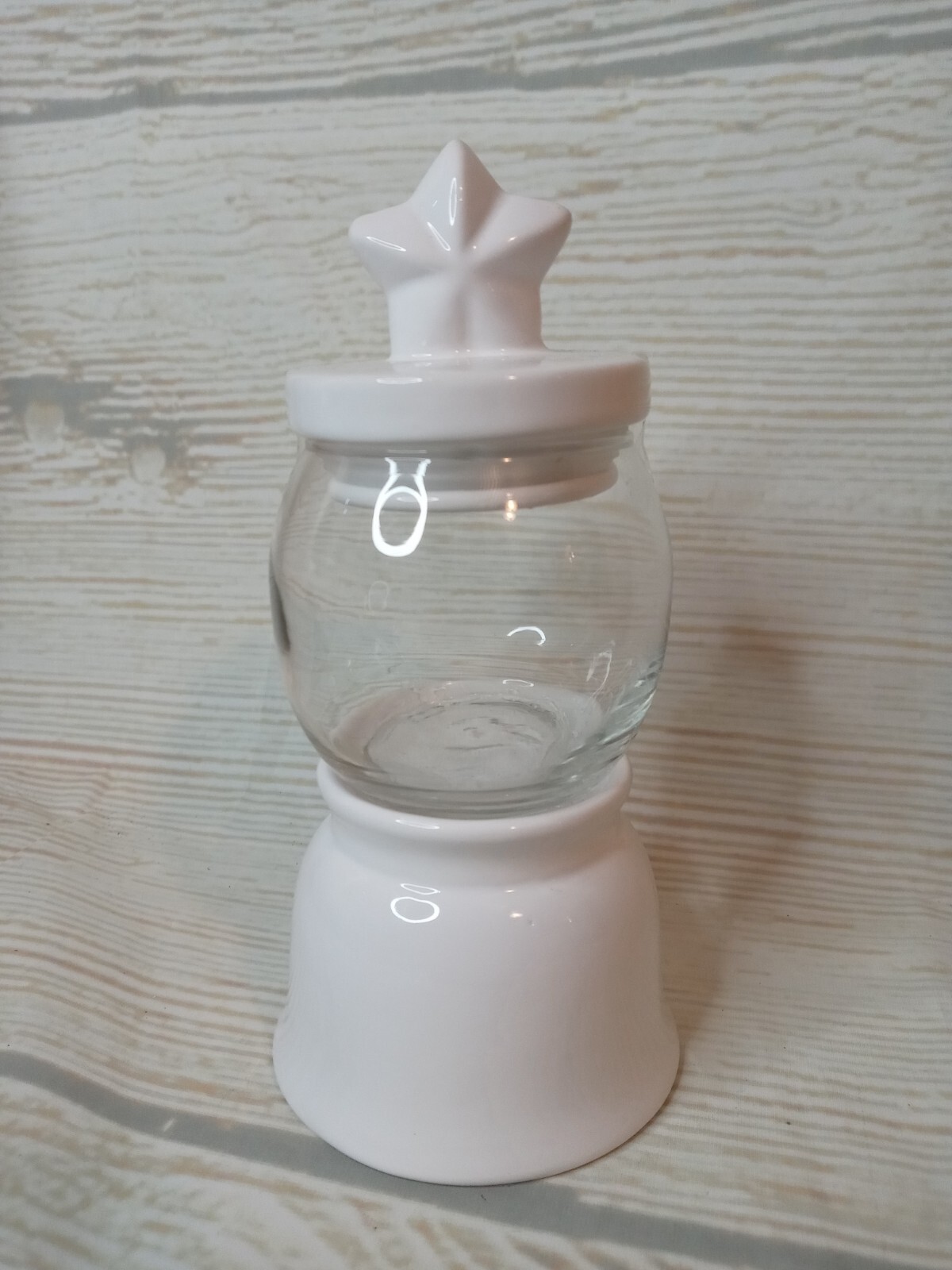 New! White Glossy Ceramic Faux Gumball Machine Star Table Decor July 4 ...