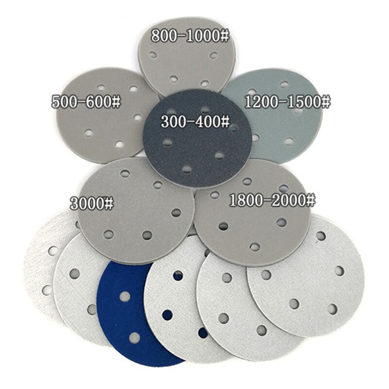 125mm Sponge Sanding Discs 300-3000 Grit 6 Hole Hook&Loop Sandpaper Wet ...