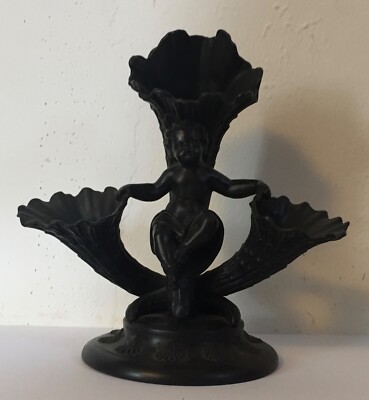 Antique Wedgwood Black Basalt Flower Vase Cherub Sea Shells 19th c. | eBay