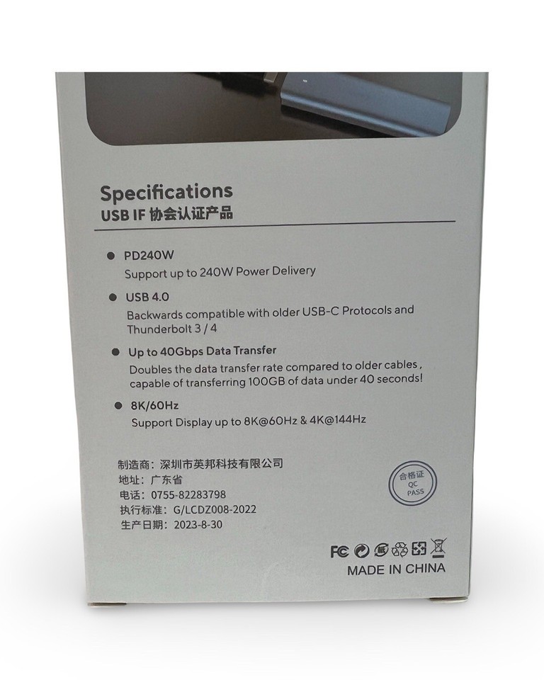 ⚡️Thunderbolt 4 Pro 40Gbps USB4 USB Type C 240W Light Green Data Cable ...