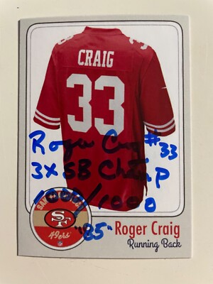 ROGER CRAIG autograph SAN FRANCISCO 49ers Super Bowl MONTANA custom ...
