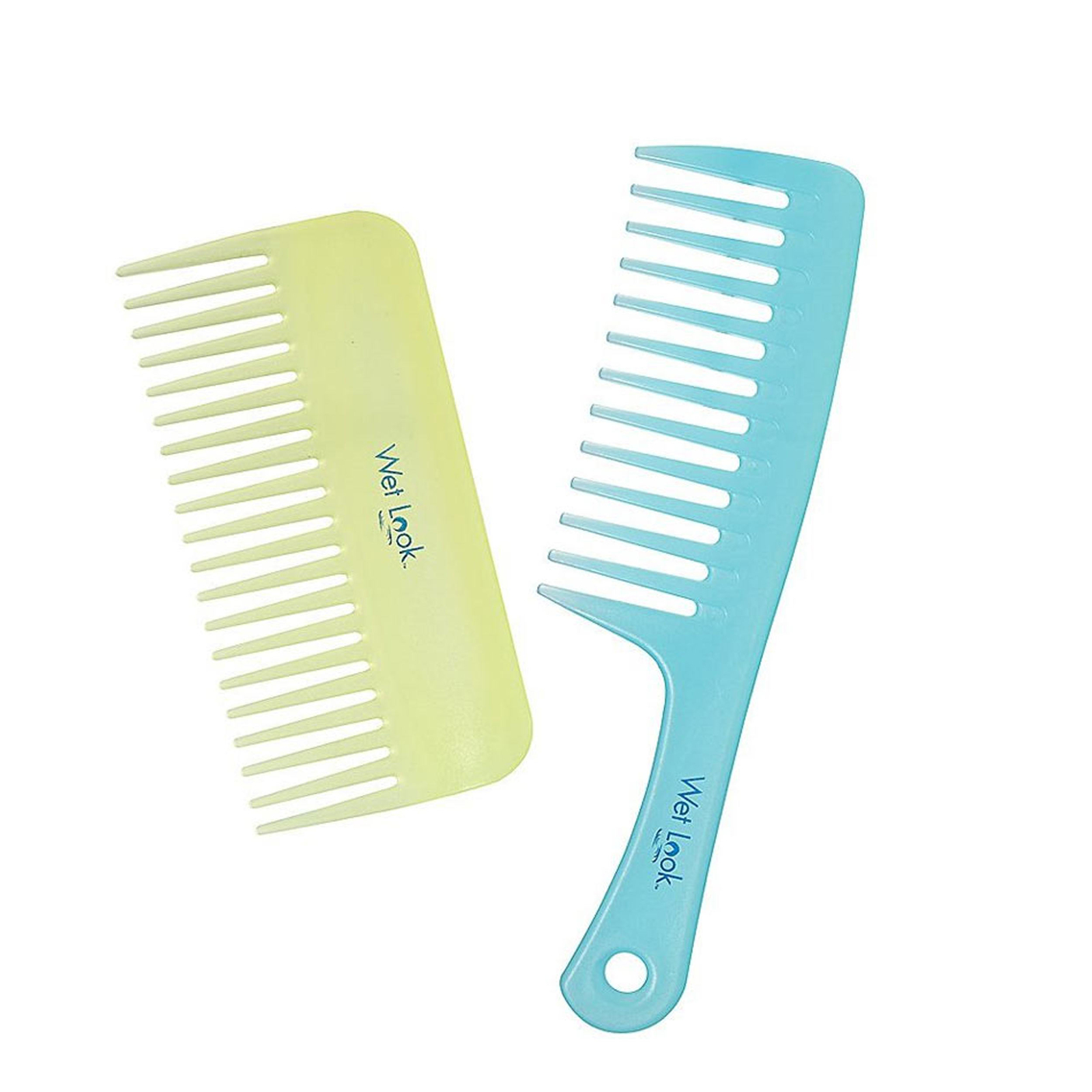 2 Hair Wide Tooth Combs Fine Plastic Shower Beach Detangling Wet Dry ...