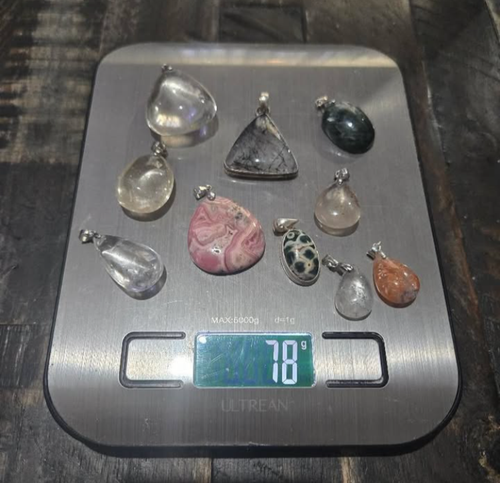 10pc. Crystal Pendant Jewelry Lot - Rhodochrosite, Ocean Jasper & more ...