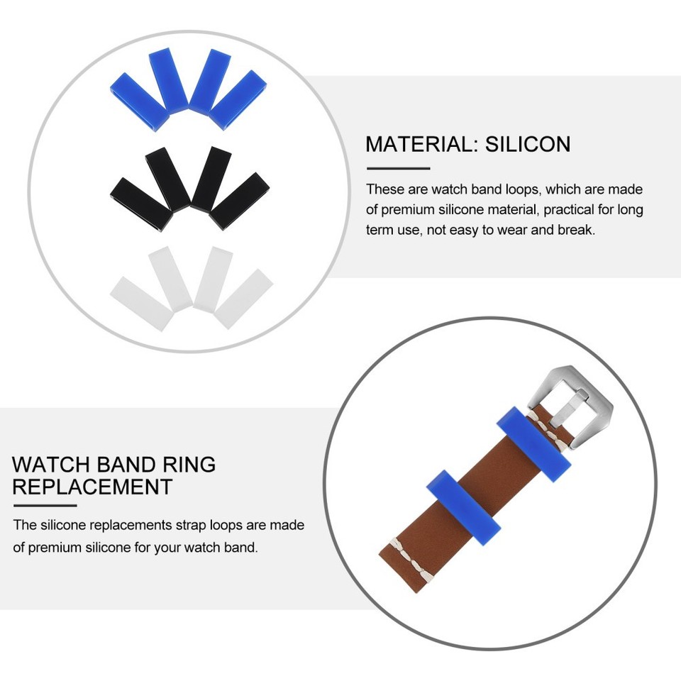 12 Pcs Watch Strap Loop Ring Keepers Premium Silicone Rubber ...