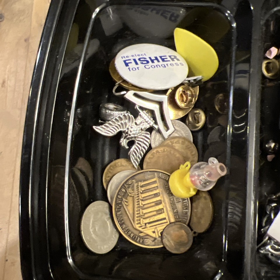 Vintage Junk Drawer Lot Random Items Odd Finds Watch Military Knick ...