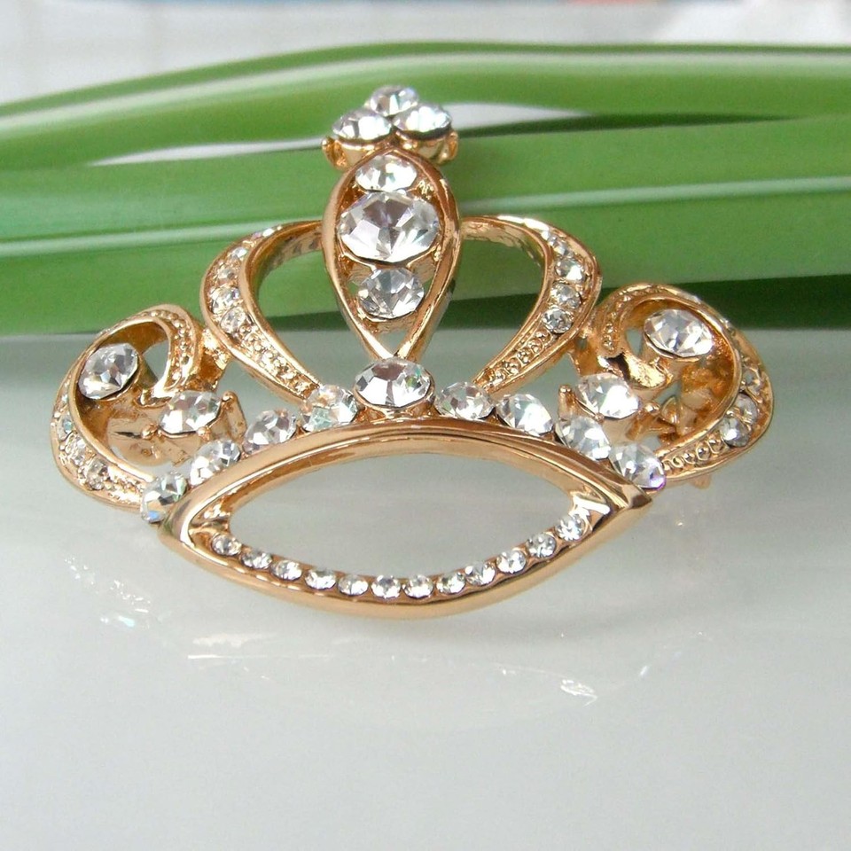 Navachi 18k Gold Plated Multicolor Crystal Royal Crown Brooch Pins White | eBay