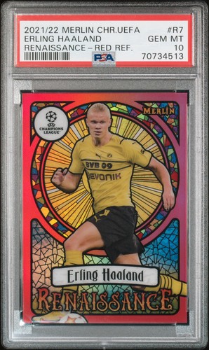Erling Haaland 2021 Topps Merlin Red Refractor /10 Renaissance Psa 10 ...