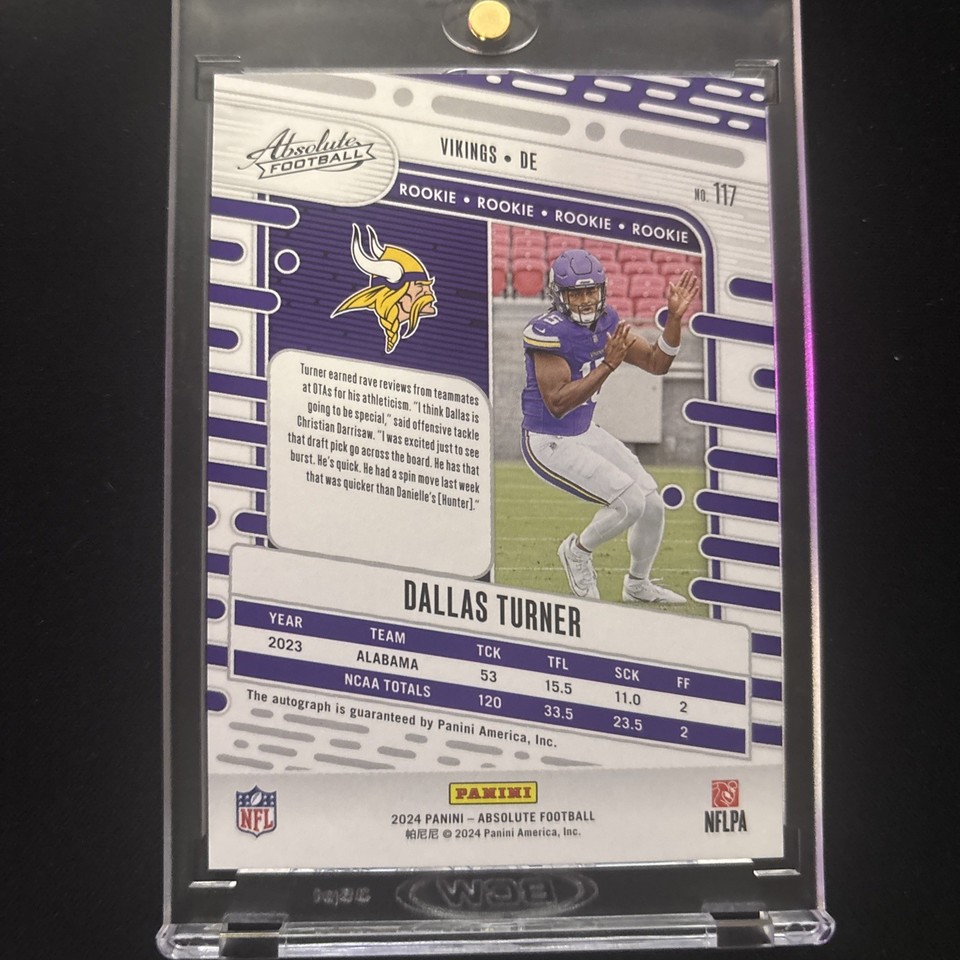 2024 Panini Absolute Dallas Turner Signature Rookies RC Auto #117 ...