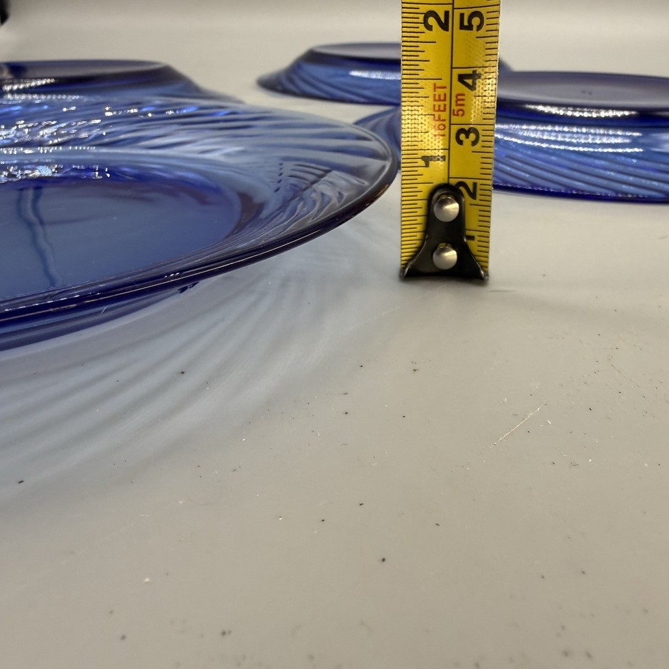 Set Of 4 Pyrex Festiva Cobalt Blue 7.5”Salad/Desert/ Plates Swirl ...