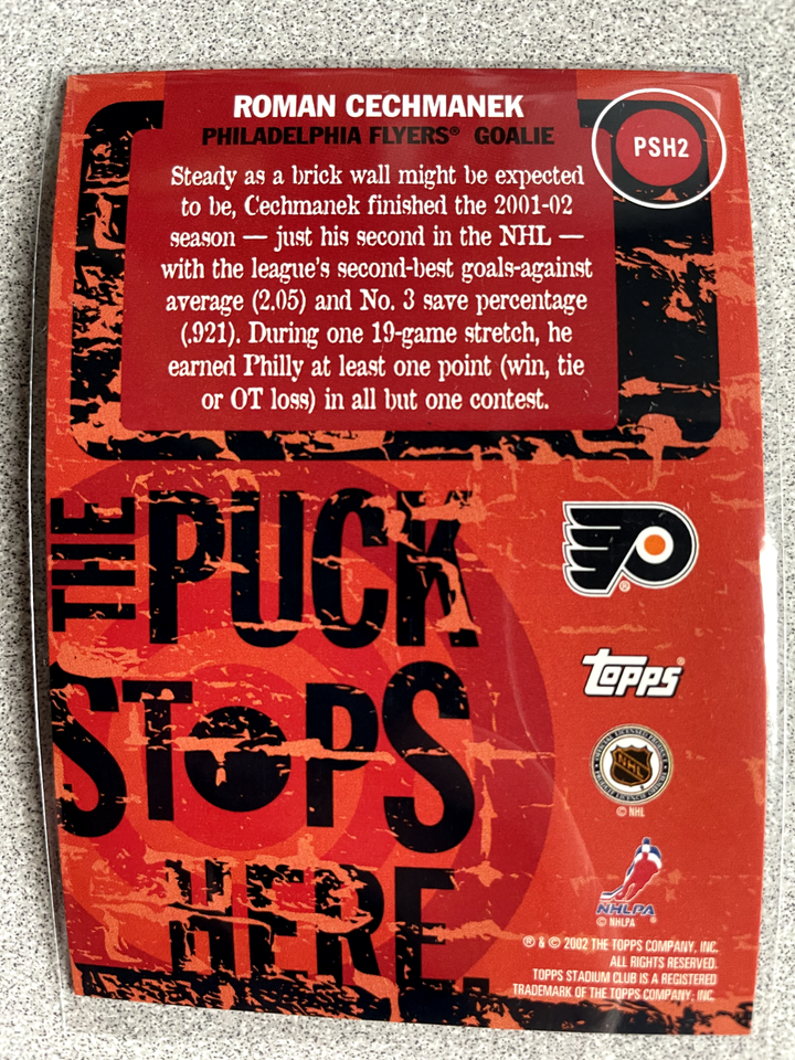 2002-03 Topps Stadium Club Roman Cechmanek The Puck Stops Here Card # ...