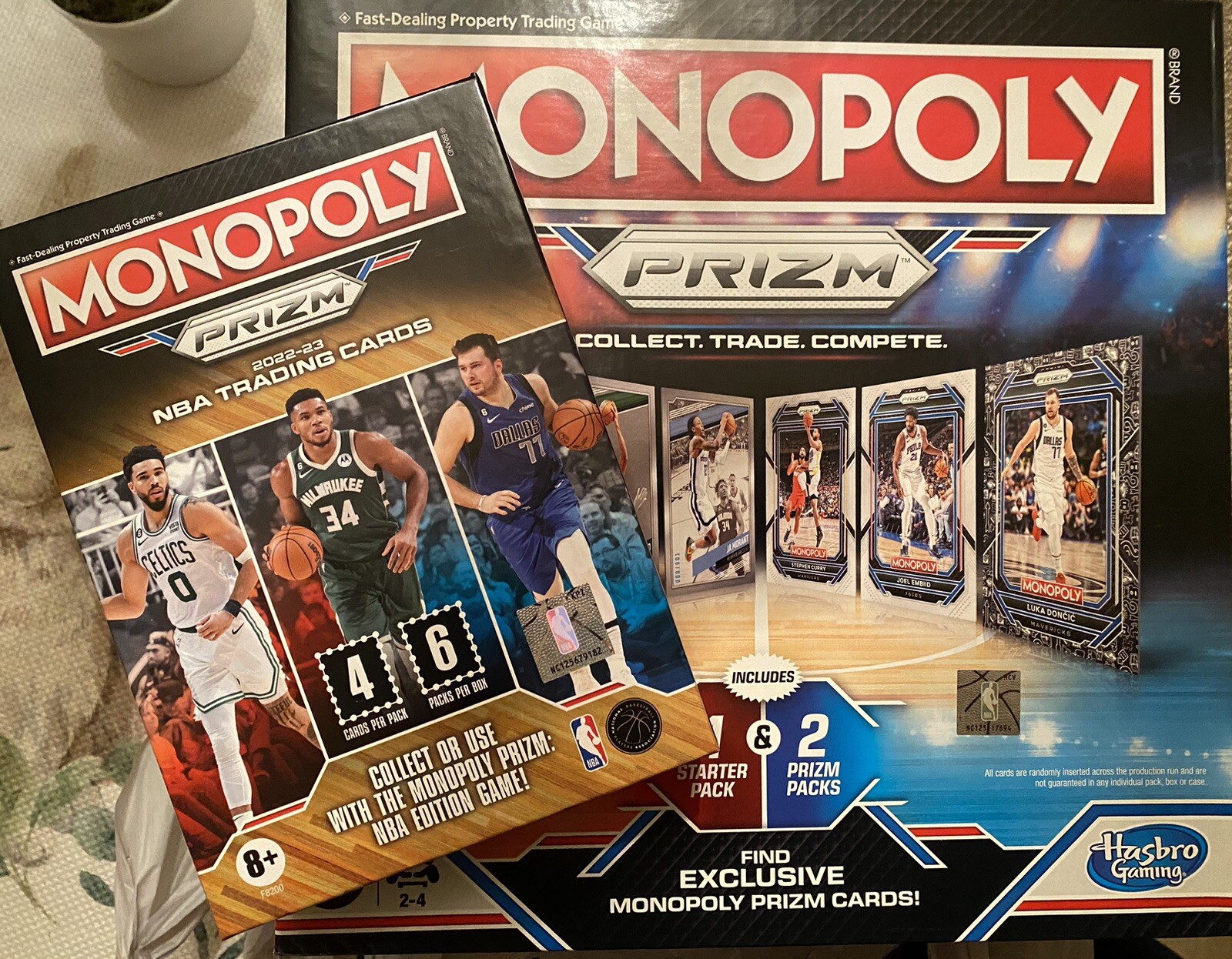 MONOPOLY PANINI PRIZM NBA EDITION TRADING CARD BOARD GAME & BOOSTER BOX ...