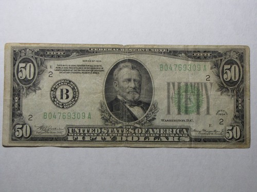 1934 $50 Dollar Bill - Lime Green Seal | eBay